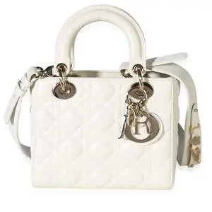 DIOR White Lambskin Cannage Small My ABCDior Lady Dior Bag