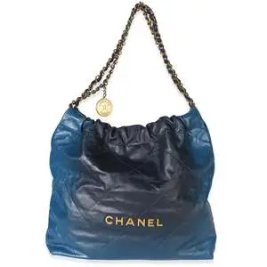 CHANEL Blue Shaded Quilted Calfskin Medium Chanel 22 Hobo