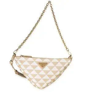 Prada Jacquard Triangle Bag - Beige
