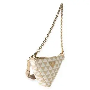Prada Jacquard Triangle Bag - Beige