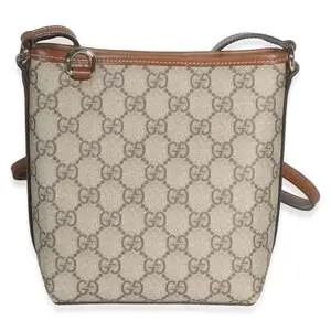 Gucci Dark Brown Gg Supreme Monogram Emblem Nano Bucket Bag