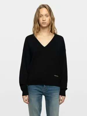 Zadig&Voltaire Soulu V-neck Wool Cashmere Sweater - Black