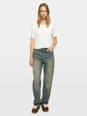 Zadig&Voltaire High Waist Straight Leg Jeans - Medium Blue