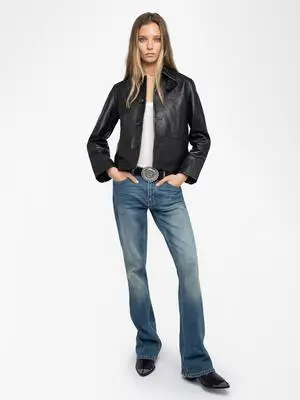 Zadig&Voltaire Lessa Cropped Leather Jacket - Black
