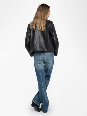 Zadig&Voltaire Lessa Cropped Leather Jacket - Black