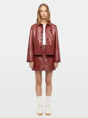 Zadig&Voltaire Cropped Leather Jacket With Classic Collar