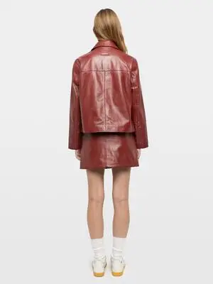 Zadig&Voltaire Cropped Leather Jacket With Classic Collar