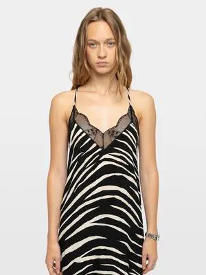 Zadig&Voltaire Risty Zebra Print Lace Midi Dress