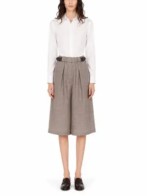 ALYSI Alesi Linen & Wool Blend Culottes - Beige