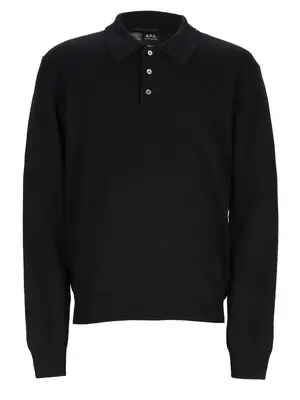 A.p.c. Polo "riou" In Maglia - Black
