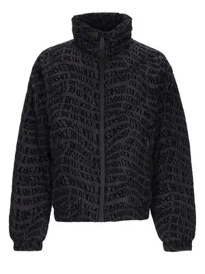Versace High Neck Zip-up Jacket With All-over Logo Print