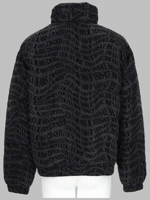 Versace High Neck Zip-up Jacket With All-over Logo Print
