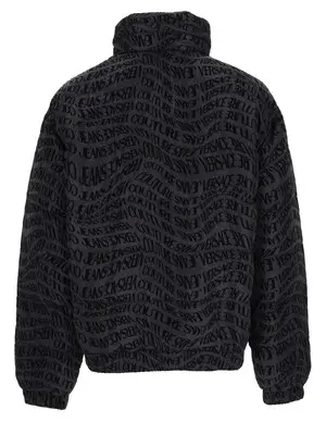 Versace High Neck Zip-up Jacket With All-over Logo Print