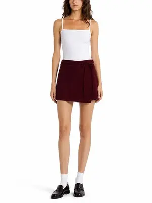 ALYSI Alysis Wrap Mini Skirt With Tie Detail - Bordeaux
