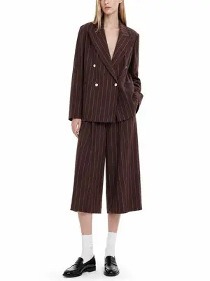 ALYSI Striped Wool Cropped Trousers