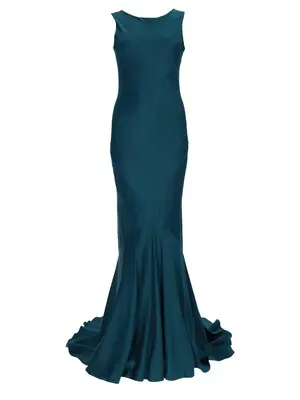 Max Mara Abito Lungo In Envers Satin - Green