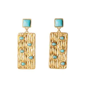 CHRISTINA GREENE Peakaboo Earrings In Turquoise - Gold