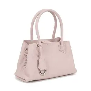 MODENAIRE Top Handle Leather Bag With Ring Accent And Detachable Strap - Pink