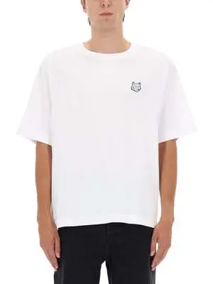 Maison Kitsuné Oversized T-shirt With Fox Patch - White