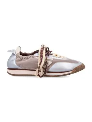 PURAAI Retro Running Sneakers With Velvet-effect Inserts And Metallic Details