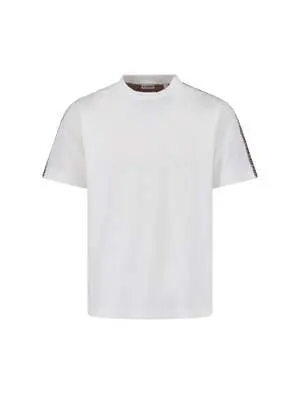 Burberry Burberry Short-Sleeve Crewneck T-Shirt With Check Trim White