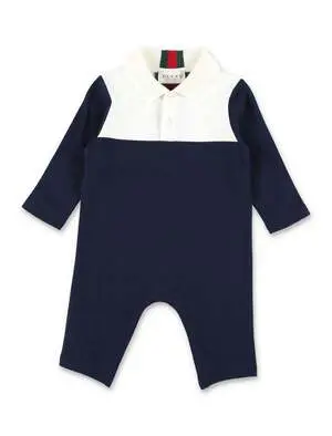Gucci Baby Long-sleeve Polo Romper - Blu
