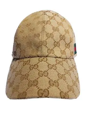 Gucci Gg Canvas Baseball Hat With Web Detail - Beige