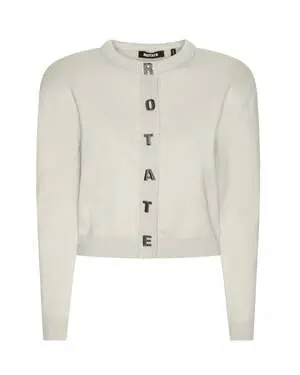 ROTATE BY BIRGER CHRISTENSEN Logo Button-front Knit Cardigan - Wind Chime Grey