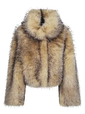 ROTATE BY BIRGER CHRISTENSEN Faux Fur Mini Crop Jacket