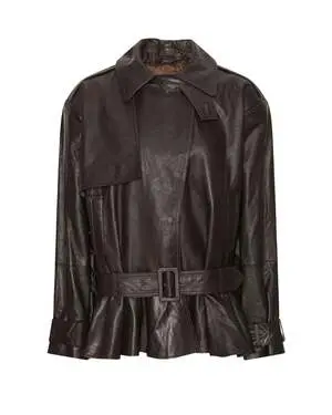 ROTATE BY BIRGER CHRISTENSEN Belted Leather Trench Coat - Molé