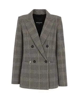 Patrizia Pepe Double-breasted Plaid Blazer