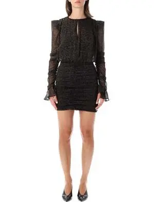 ROTATE BY BIRGER CHRISTENSEN Leopard Print Ruched Mini Dress - Marrone