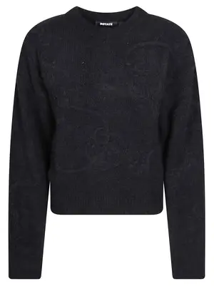 ROTATE BY BIRGER CHRISTENSEN 3d Flower Knit Crewneck Sweater