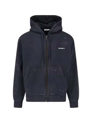Carhartt Work In Progress Paint-splatter Zip Hoodie - Black