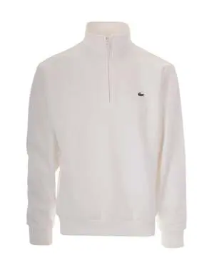 Lacoste Quarter-zip Pullover Sweater With Embroidered Logo - Flour