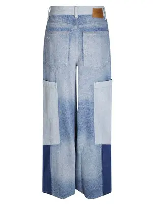 GANNI Ganni Patchwork Denim Baggy Cargo Jeans For Women
