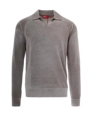 DIESEL® Long-sleeve Knit Polo Shirt - Sandy/beige