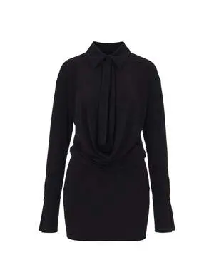 Andamane Long Sleeve Tie Neck Mini Dress