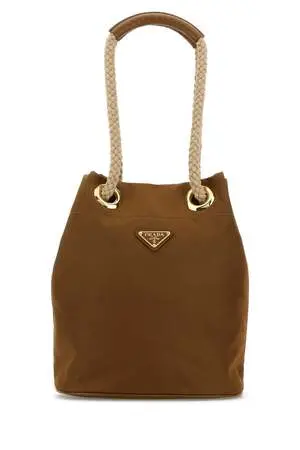 Prada Recycled Nylon Mariner Bucket Handbag Mini - Camel