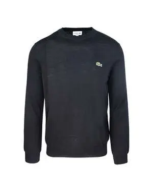 Lacoste Crewneck Sweater With Embroidered Logo - Black