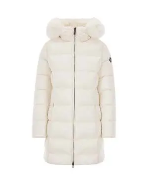 COLMAR Long Puffer Coat With Faux Fur Hood - Tofu