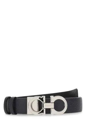 FERRAGAMO Gancini Buckle Leather Belt - Black