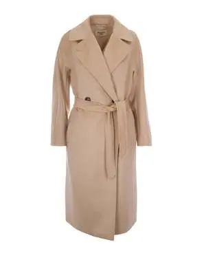 Max Mara Wool Belted Long Coat - Mandorla