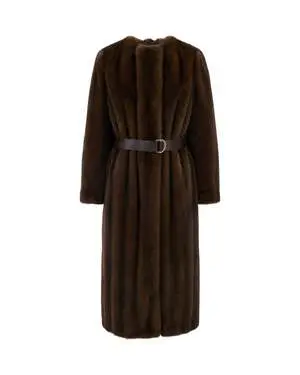 Max Mara Belted Fur Coat - Nocciola