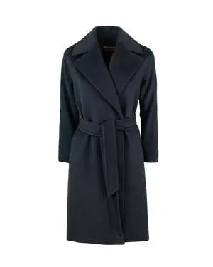 Max Mara Belted Wool Wrap Coat - Nero
