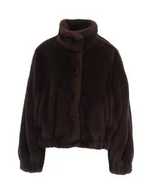 Max Mara Faux Fur Cropped Jacket With Stand Collar - Visone