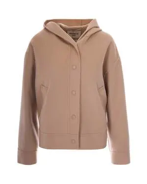 Max Mara Hooded Wool Blend Button-front Coat - Mandorla