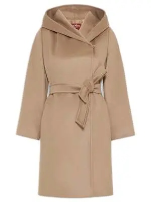 Max Mara Double-drap Virgin Wool Belted Jacket - Beige
