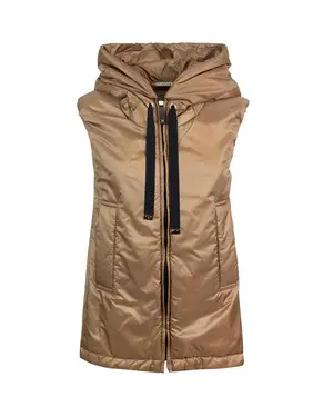 Max Mara Long Hooded Puffer Vest - Caramel