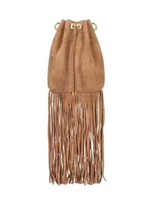 JIMMY CHOO Suede Fringe Bucket Bag